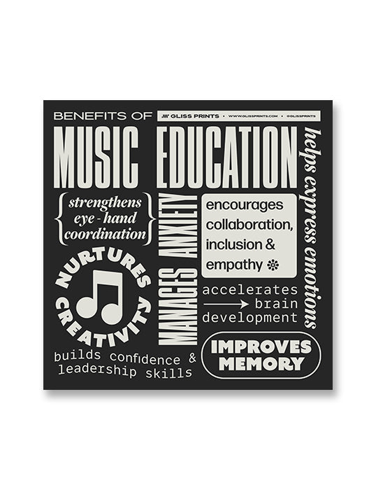 Benefits of Music Education Poster, Black – Gliss Prints