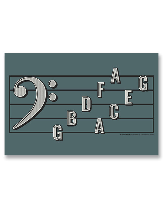 Bass Clef Note Names Poster, Blue – Gliss Prints