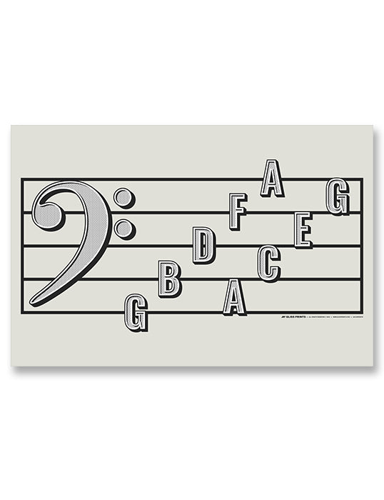 Bass Clef Note Names Poster, Cream – Gliss Prints