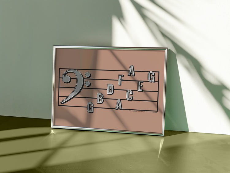 Bass Clef Note Names Poster, Pink – Gliss Prints
