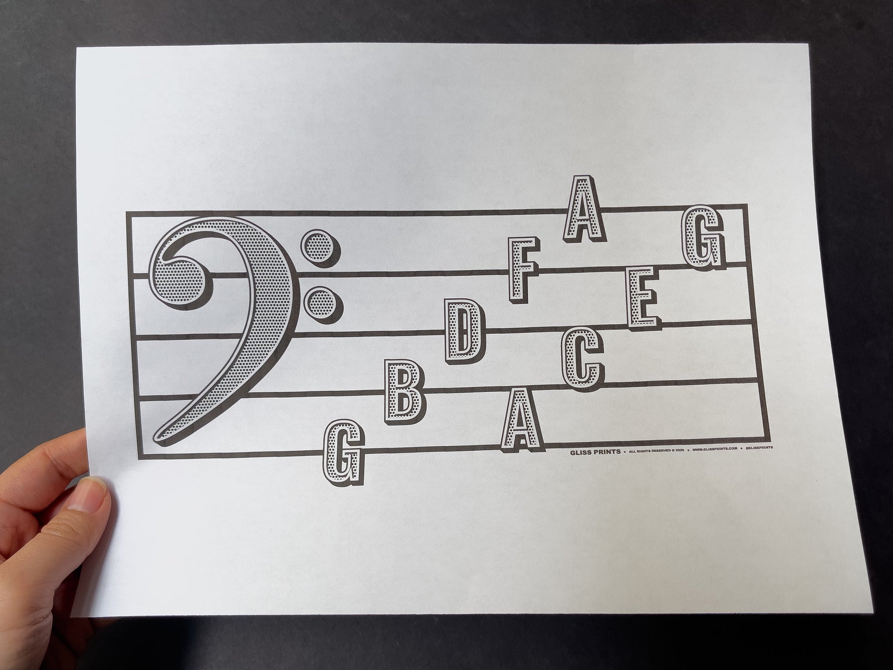 Bass Clef Note Names Printable Music Education PDF – Gliss Prints