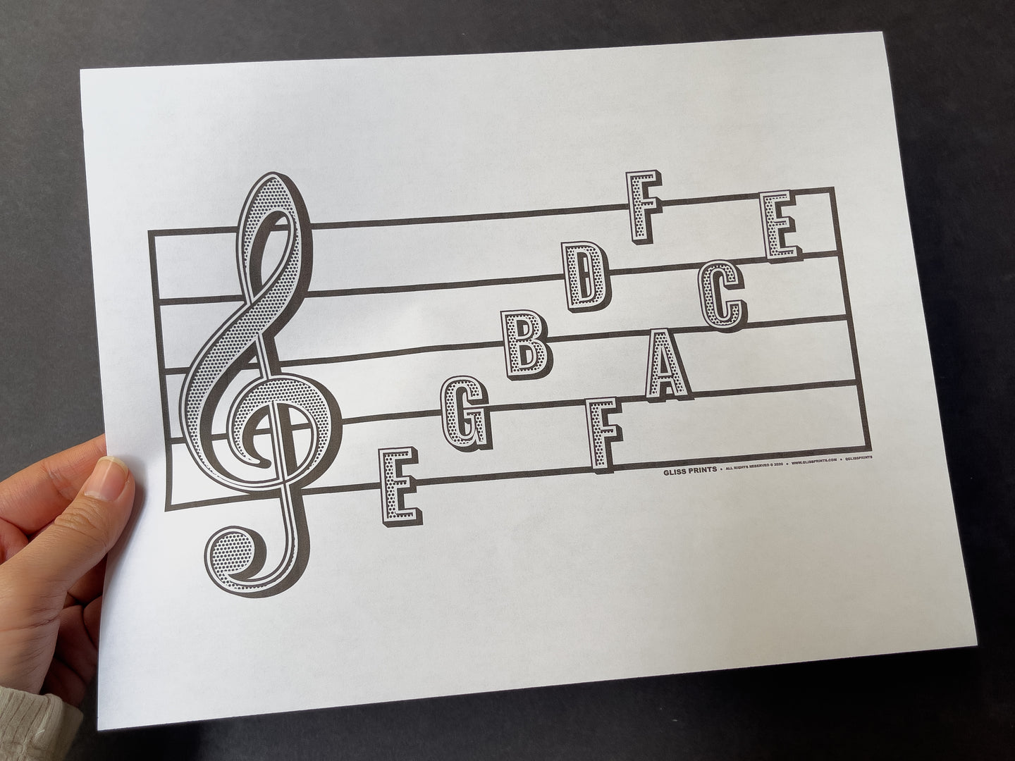 Treble Clef Note Names Printable Music Education PDF – Gliss Prints