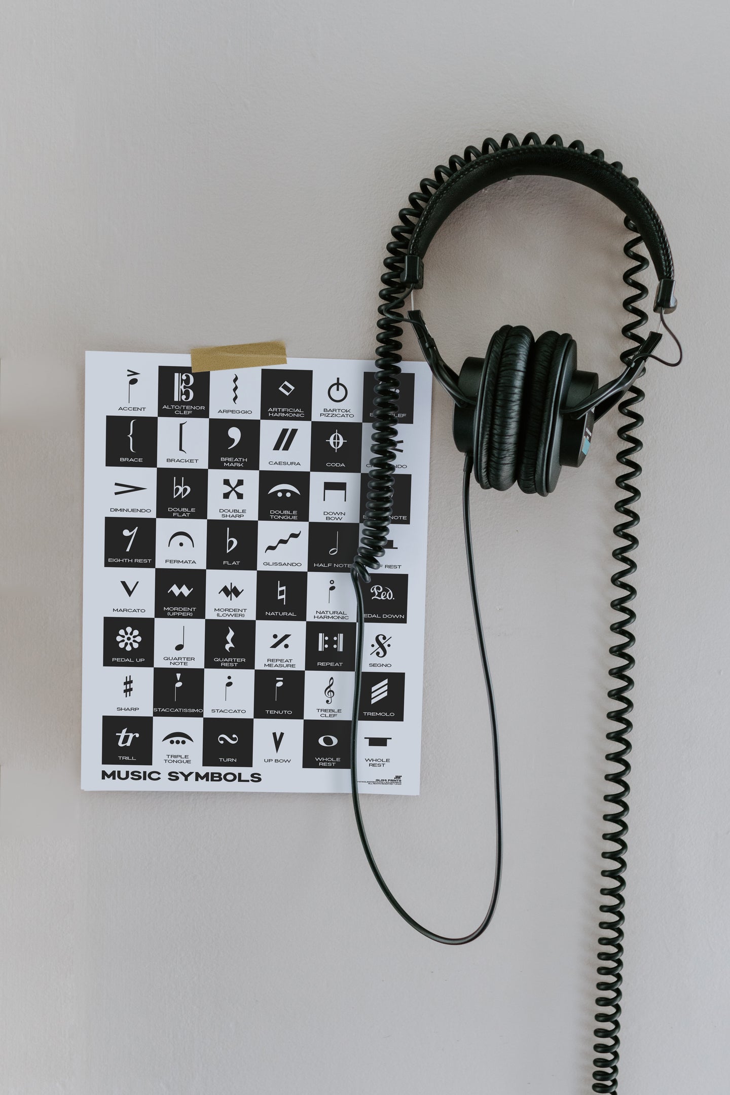 Music Symbols Chart, Printable Digital Download – Gliss Prints