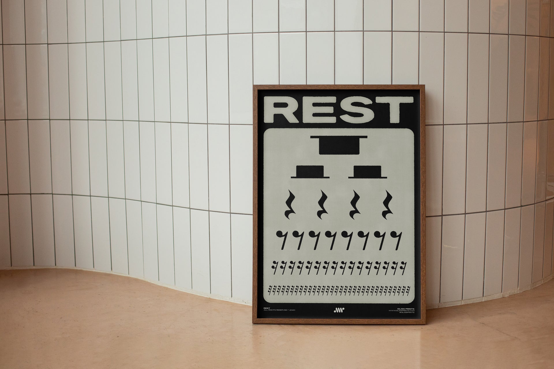 Music Rest Symbol Poster, Black – Gliss Prints