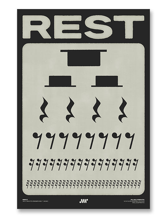 Music Rest Symbol Poster, Black – Gliss Prints