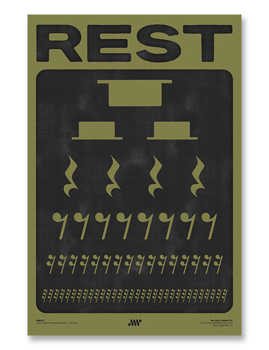 Music Rest Symbol Poster, Green – Gliss Prints