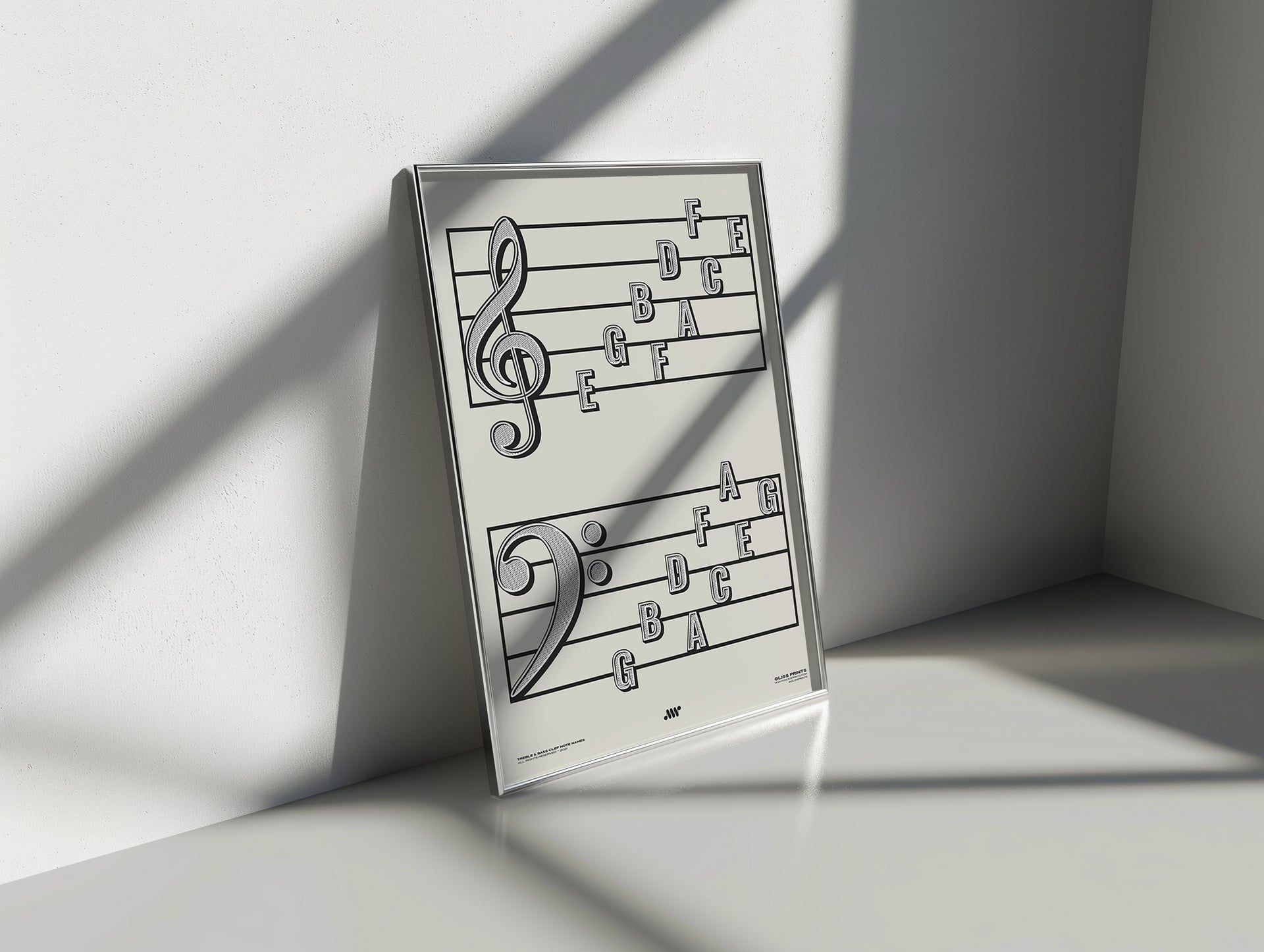 Treble Clef Bass Clef Note Names Poster, Cream – Gliss Prints