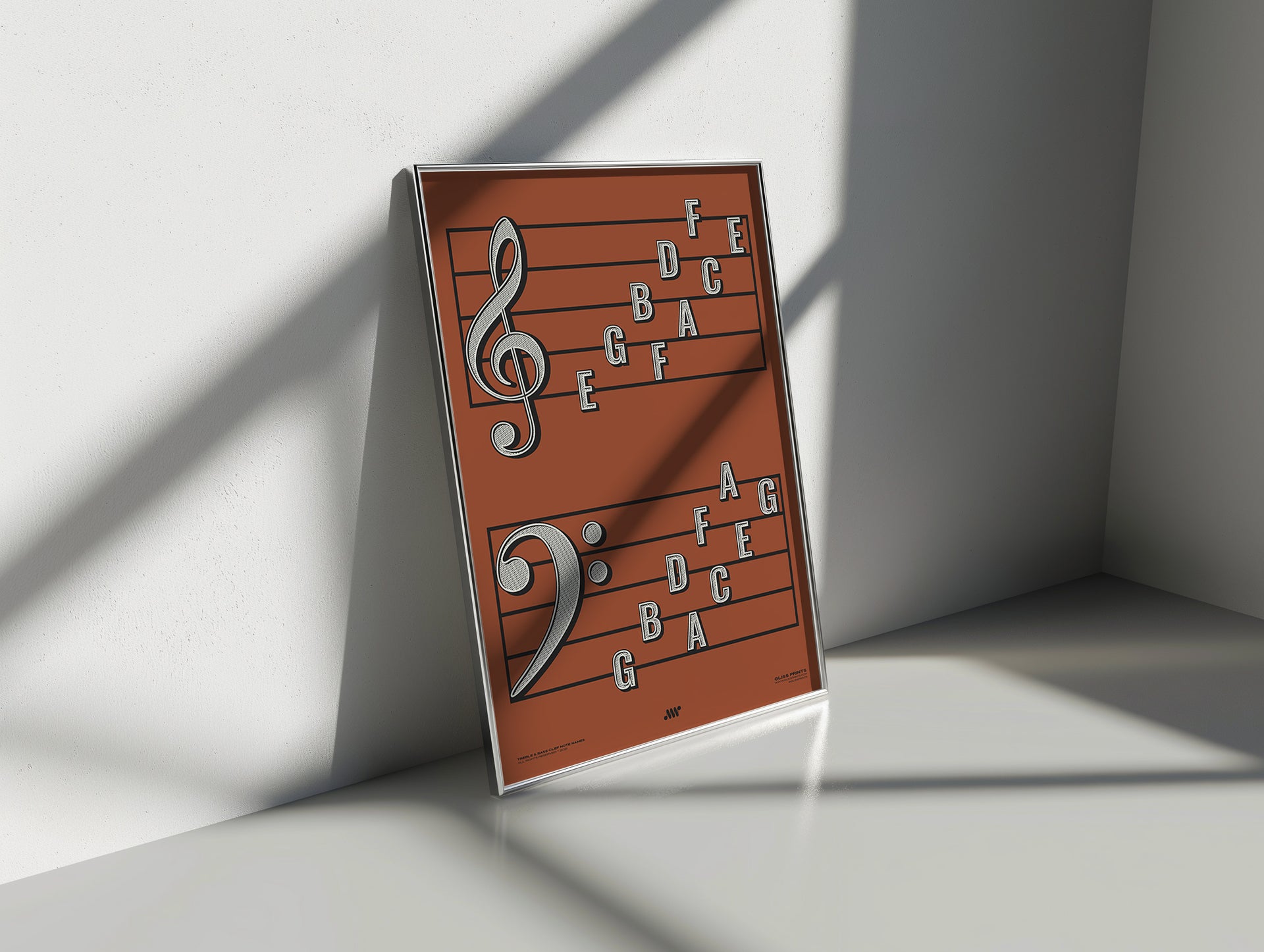 Treble Clef Bass Clef Note Names Poster, Red – Gliss Prints