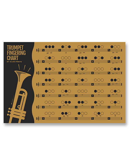 Trumpet Fingering Chart, Yellow – Gliss Prints