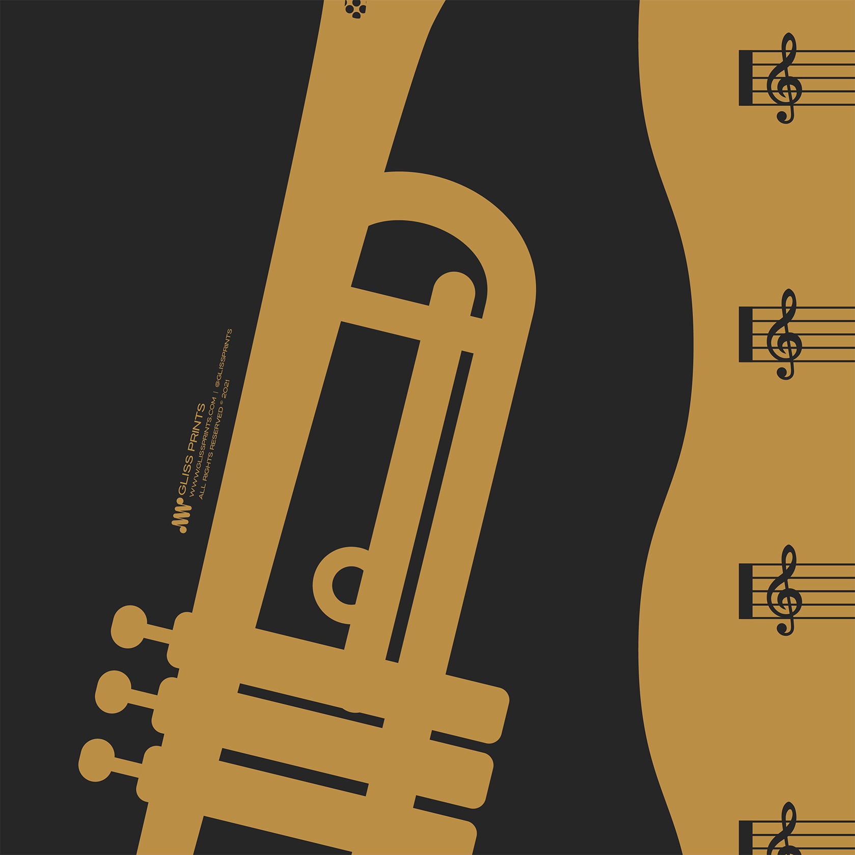 Trumpet Fingering Chart, Yellow – Gliss Prints