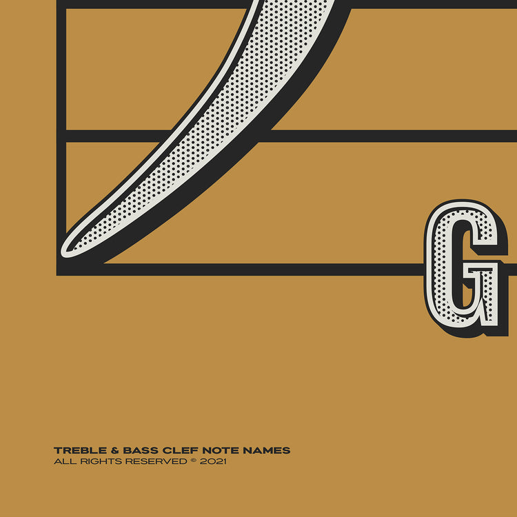 Treble Clef Bass Clef Note Names Poster, Yellow – Gliss Prints