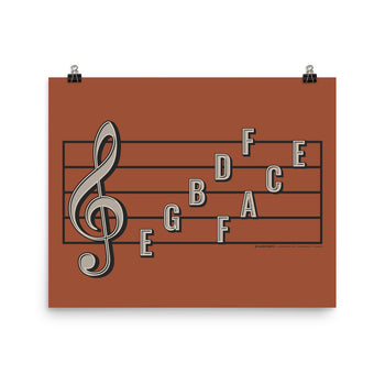 Treble Clef Note Names Poster, Red – Gliss Prints