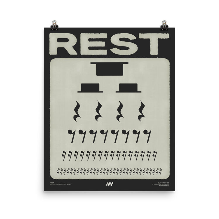 Music Rest Symbol Poster, Black – Gliss Prints