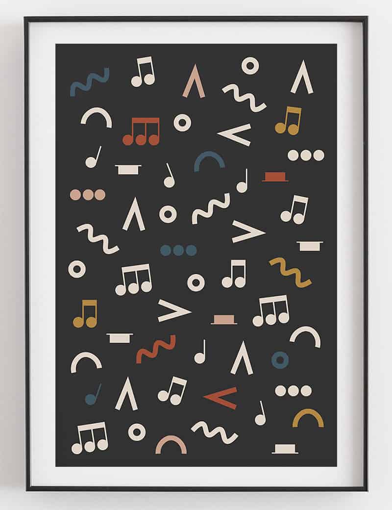 Music Notes Poster, Music Symbols, Music Room Decor, Black – Gliss Prints