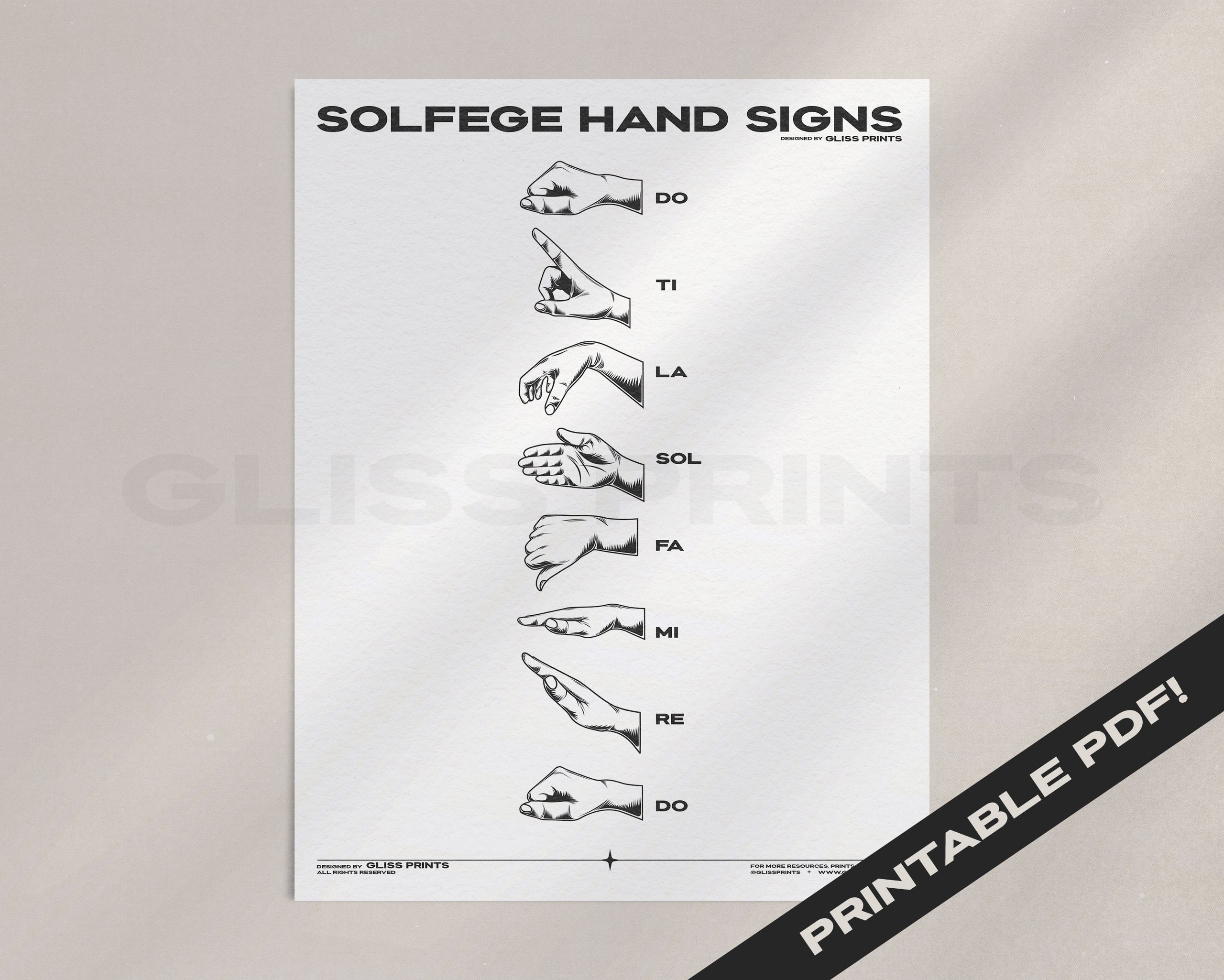 Solfege Hand Signs Digital Print – Gliss Prints