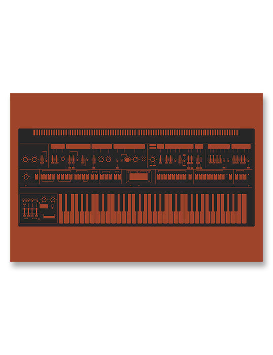 Synthesizer Poster, Inspired by Roland Jupiter-8, Red – Gliss Prints