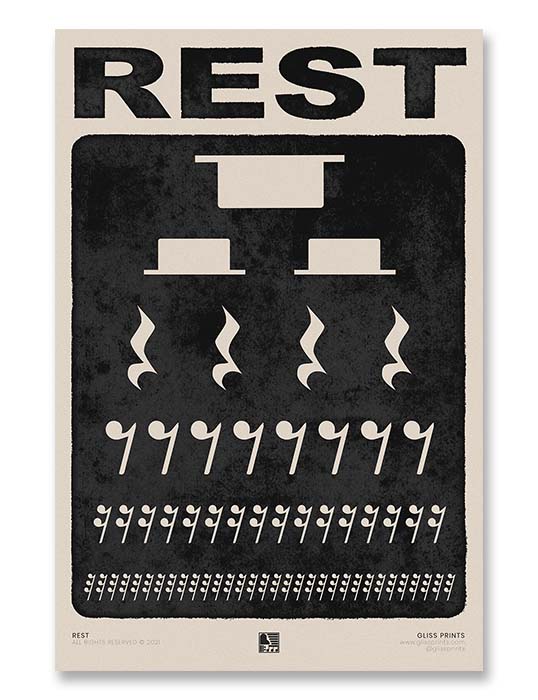Music Rest Symbol Poster, Cream – Gliss Prints