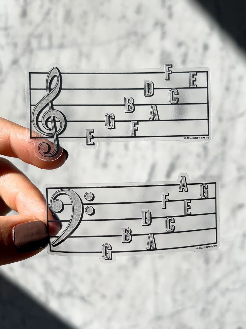 Treble Clef Alto Clef Bass Clef Transparent Sticker Set – Gliss Prints