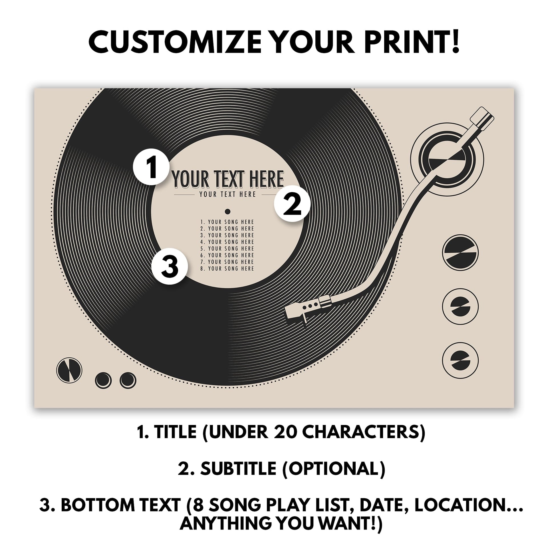 Custom Vinyl Record Poster | Personalized Print, Cream – Gliss Prints