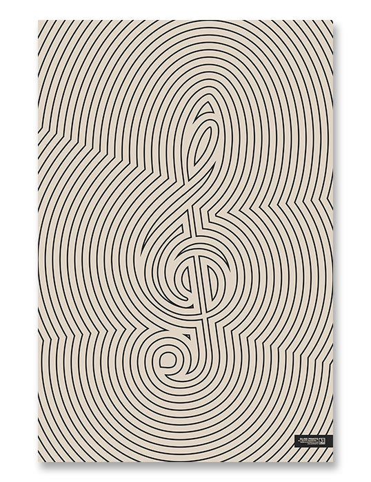 Treble Clef Poster, Striped Pattern Cream – Gliss Prints
