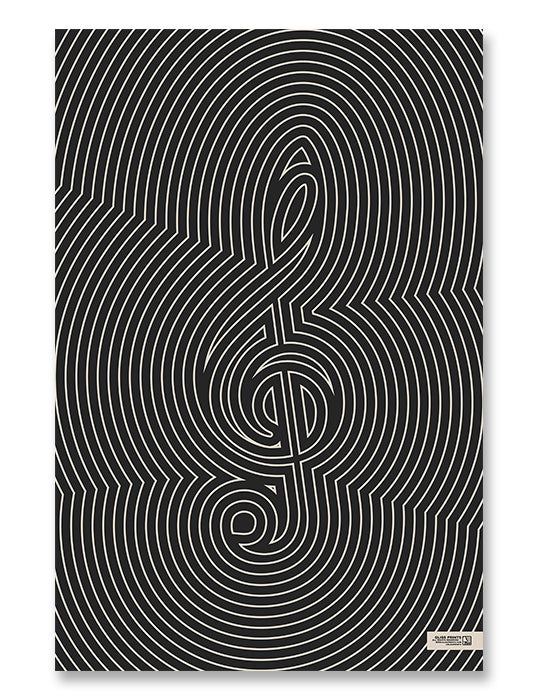 Treble Clef Poster, Striped Pattern Black – Gliss Prints
